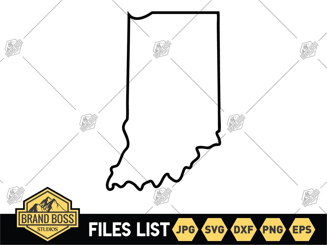 Indiana Shape Outline SVG Files | Indiana Map Clip Art | Indiana Cut ...