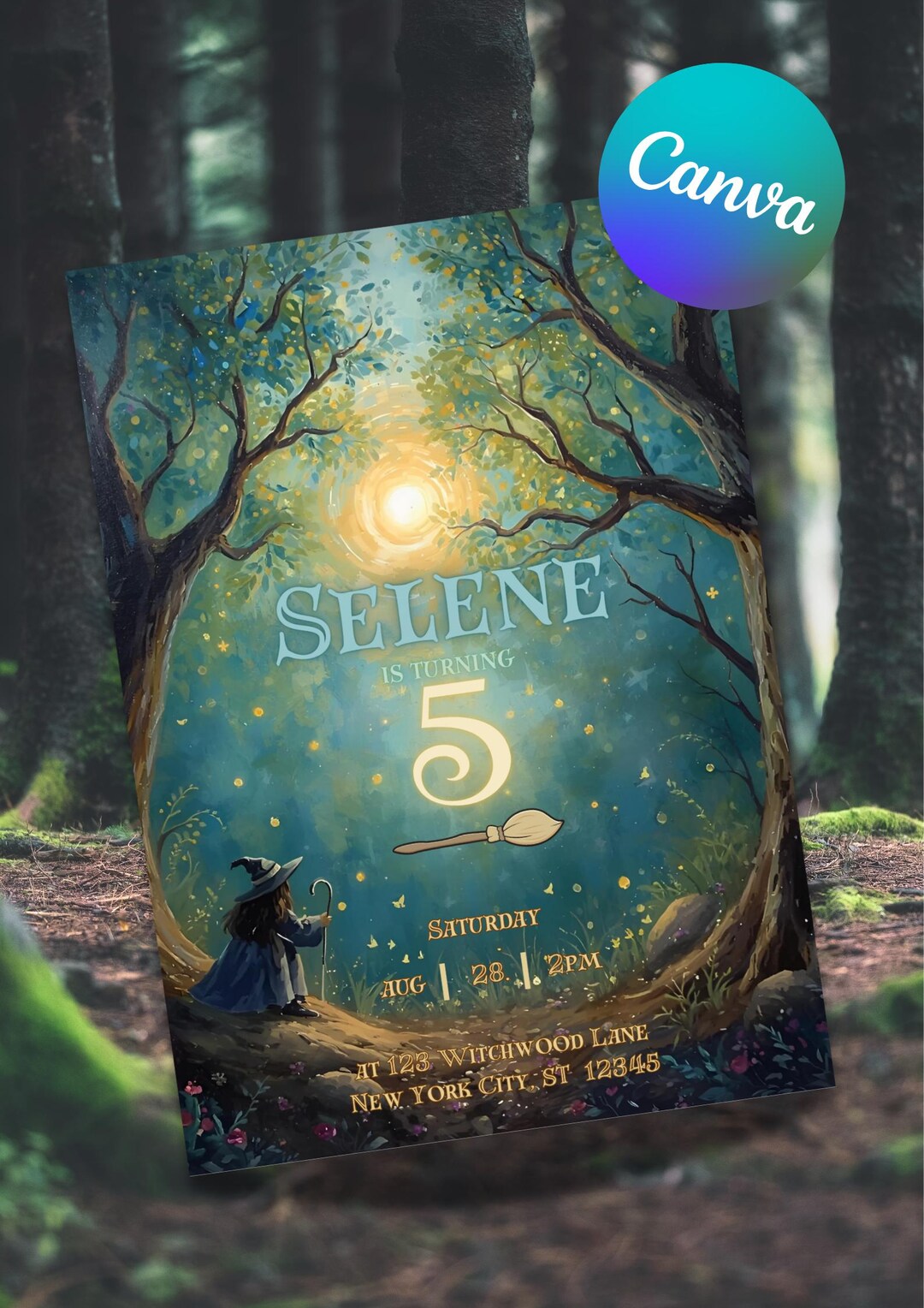 Magical Fairy Tale Birthday Invitation, Witch Party Invite, Printable ...