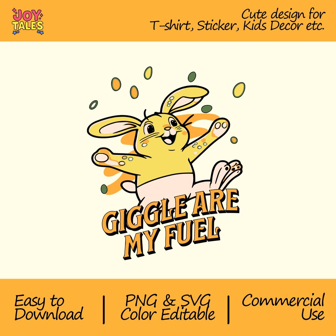Giggle Rabbit SVG PNG – Cute Cartoon Design for Baby Shirts, Stickers ...
