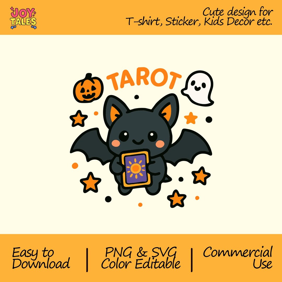 Silly Tarot Bat SVG PNG – Cute Design for Baby Shirts, Stickers, Wall ...