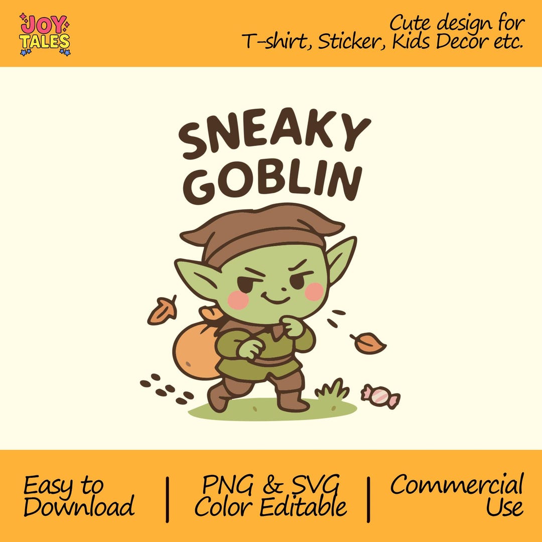 Sneaky Goblin SVG PNG – Cute Design for Baby Shirts, Stickers, Wall Art ...