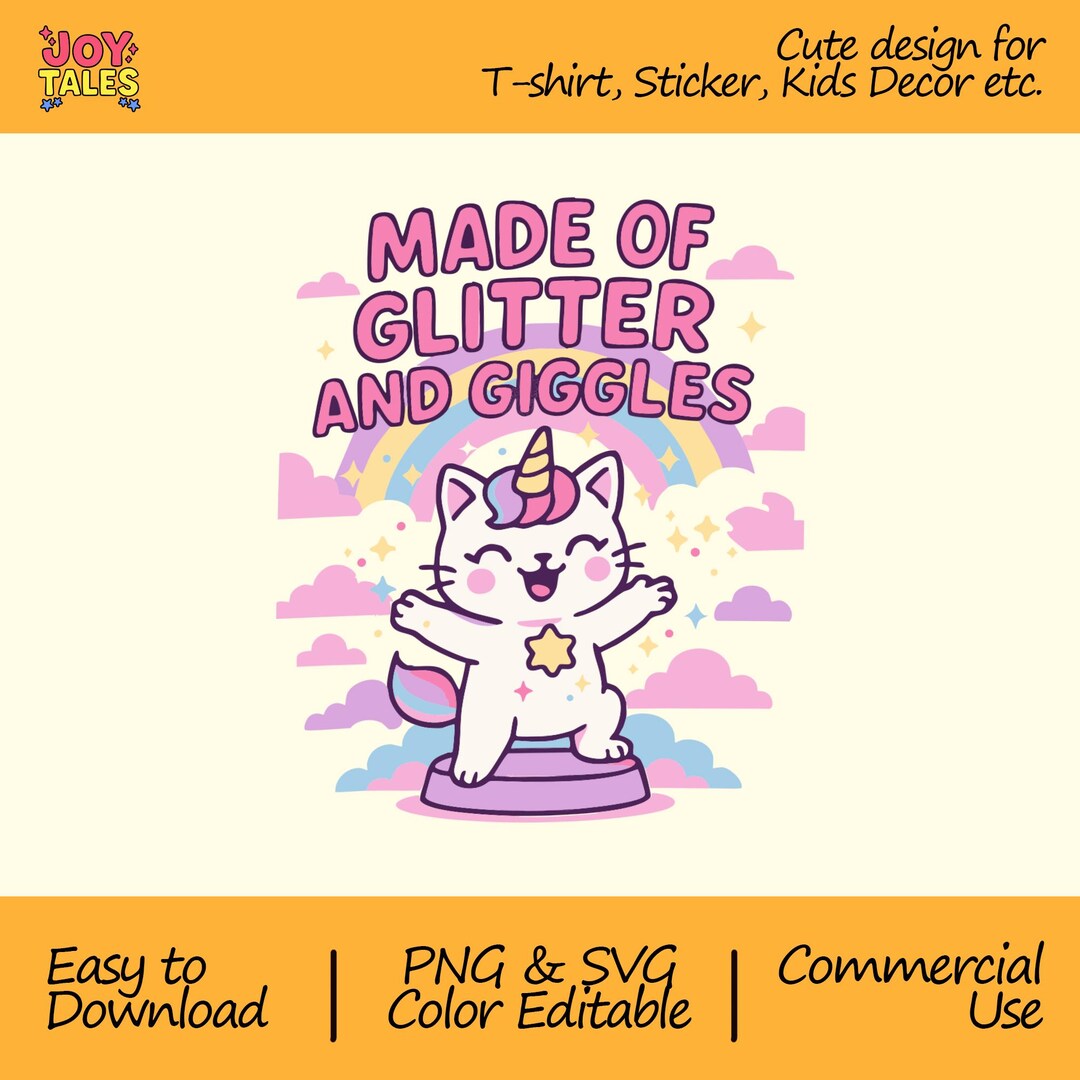 Made of Glitter N Giggles SVG PNG – Cute Cartoon Design for Baby Shirts ...