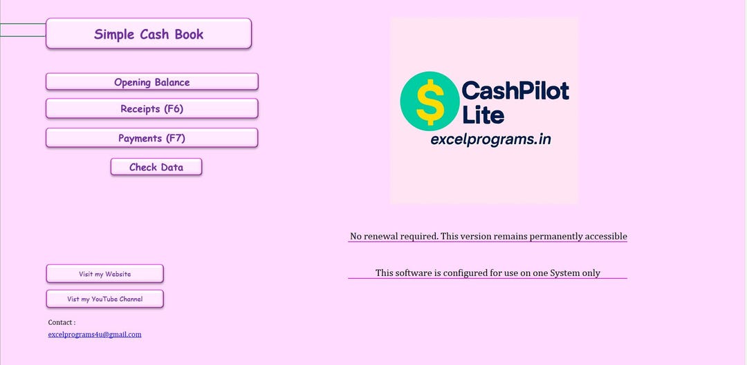 Cashpilot Lite 7.3T Excel Petty Cash Book Simple Cash Tracker Printable ...