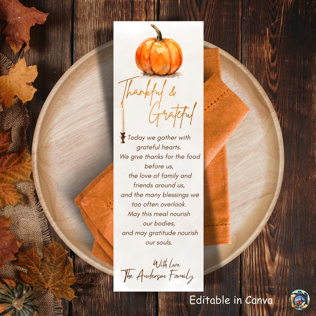 Editable Thanksgiving Gratitude Card | Thankful & Grateful | Printable ...