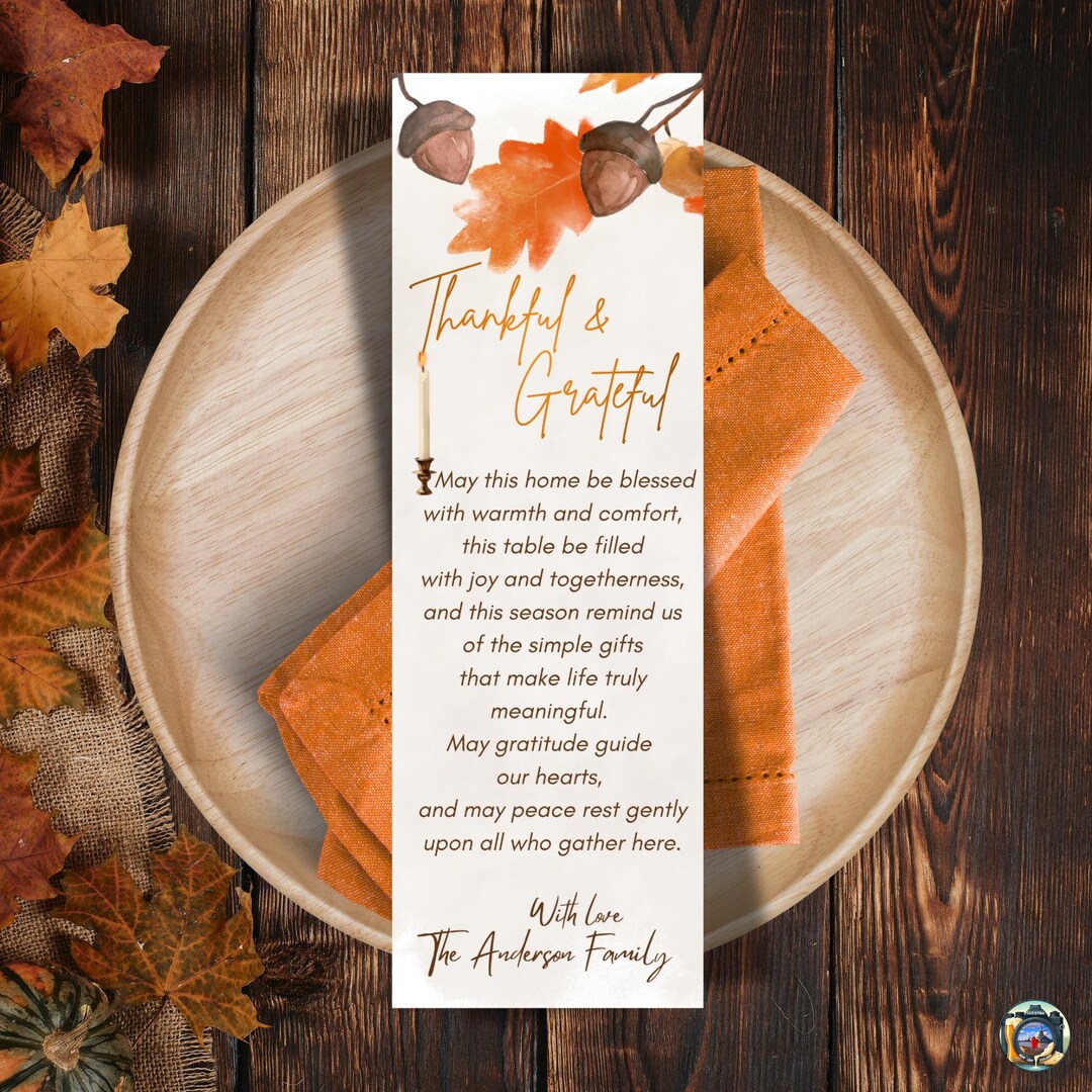 Editable Thanksgiving Gratitude Card | Thankful & Grateful | Printable ...