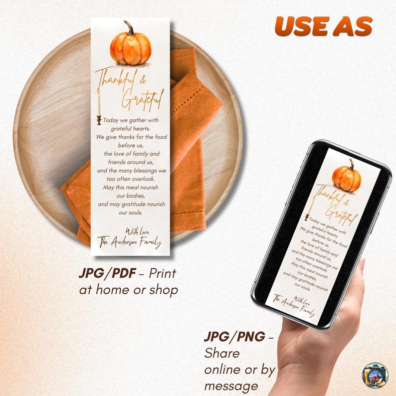 Editable Thanksgiving Gratitude Card | Thankful & Grateful | Printable ...