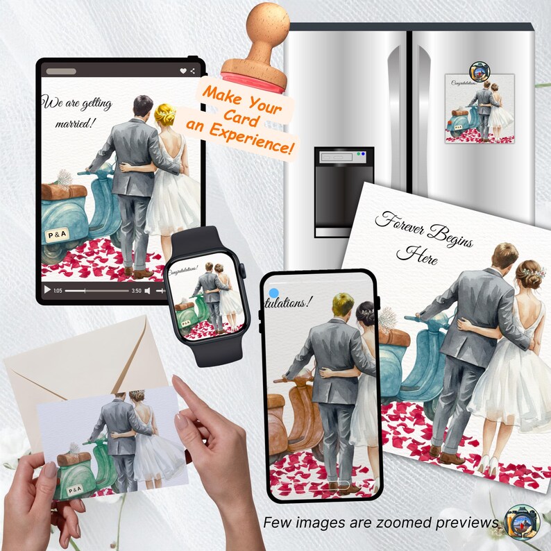Editable Wedding Card | Change Hair & Vespa Color | Vespa ...