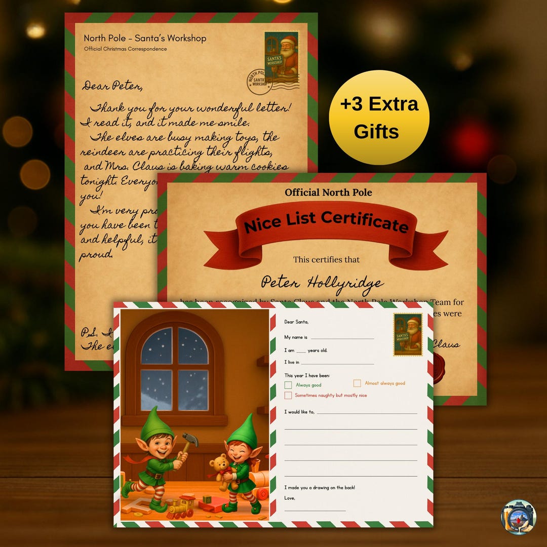 Letter From Santa Kit, EDITABLE, Nice List Certificate, Dear Santa ...