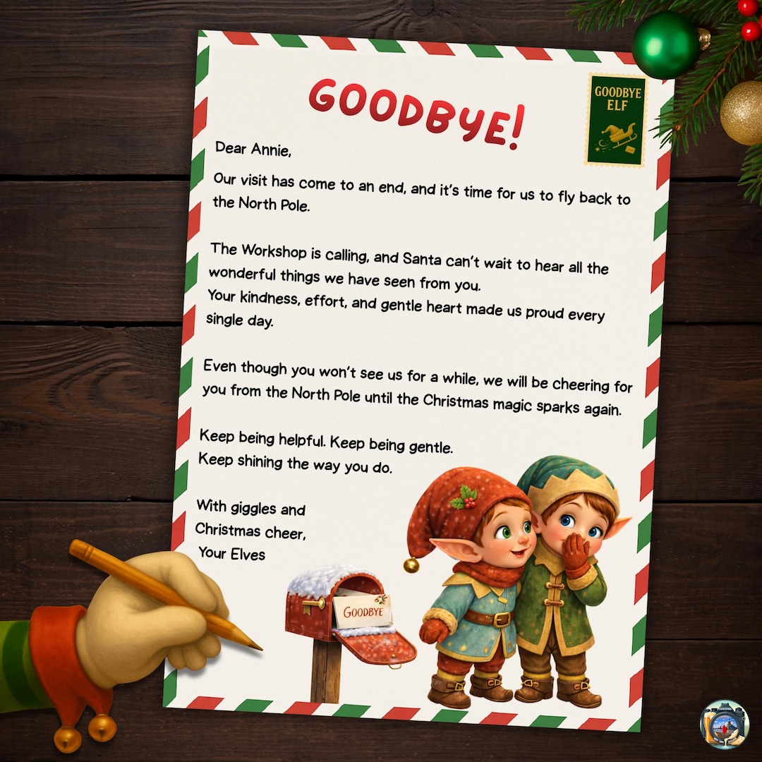 Elf Goodbye Letter, EDITABLE Printable Digital, Elf Farewell Note - Etsy
