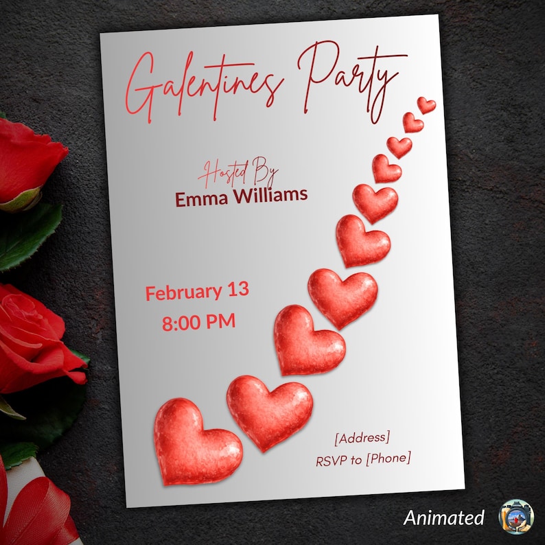 Galentines Party Invitation Template, Editable Animated & Printable ...