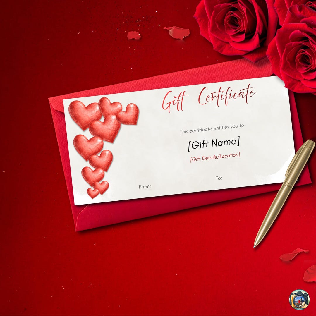 Valentines Gift Certificate Template, Editable Hearts Love Coupon ...