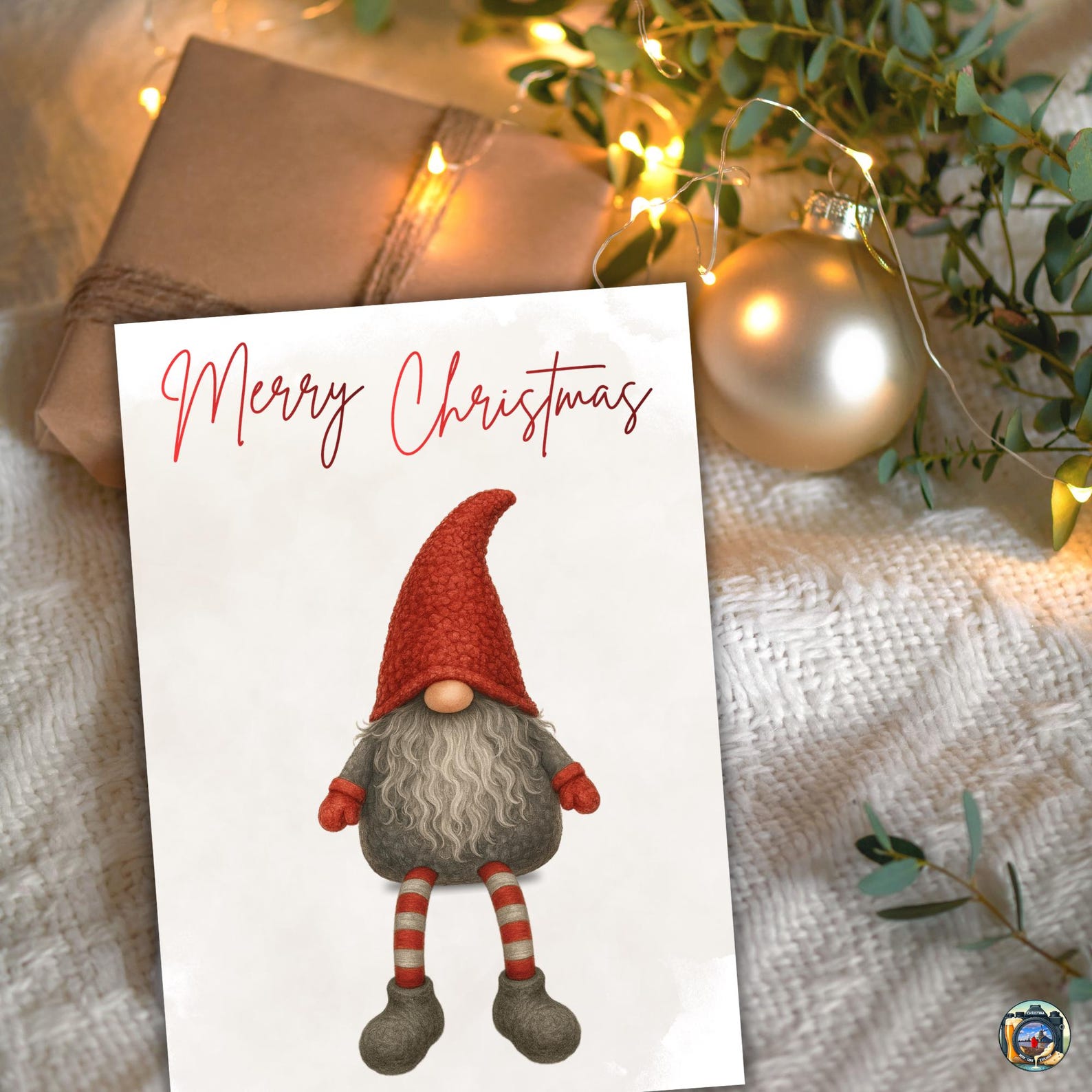 Editable Gnome Christmas Card, Printable Digital Animated, Canva ...