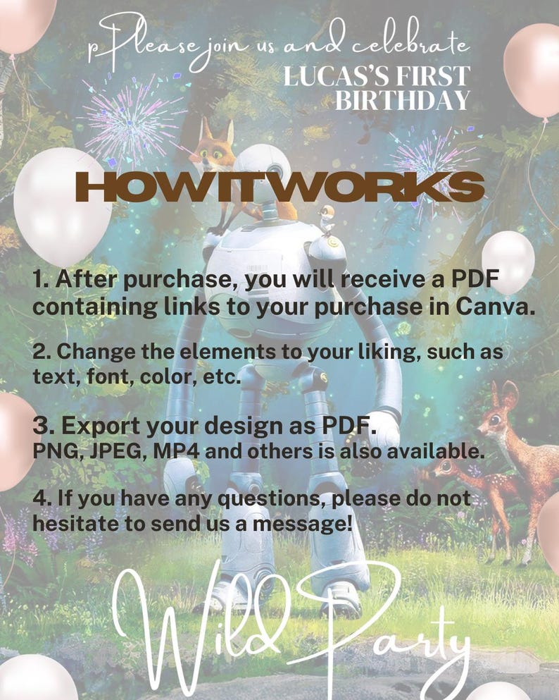 The Wild Robot Birthday Invitation,video Invitation With the Song, the ...