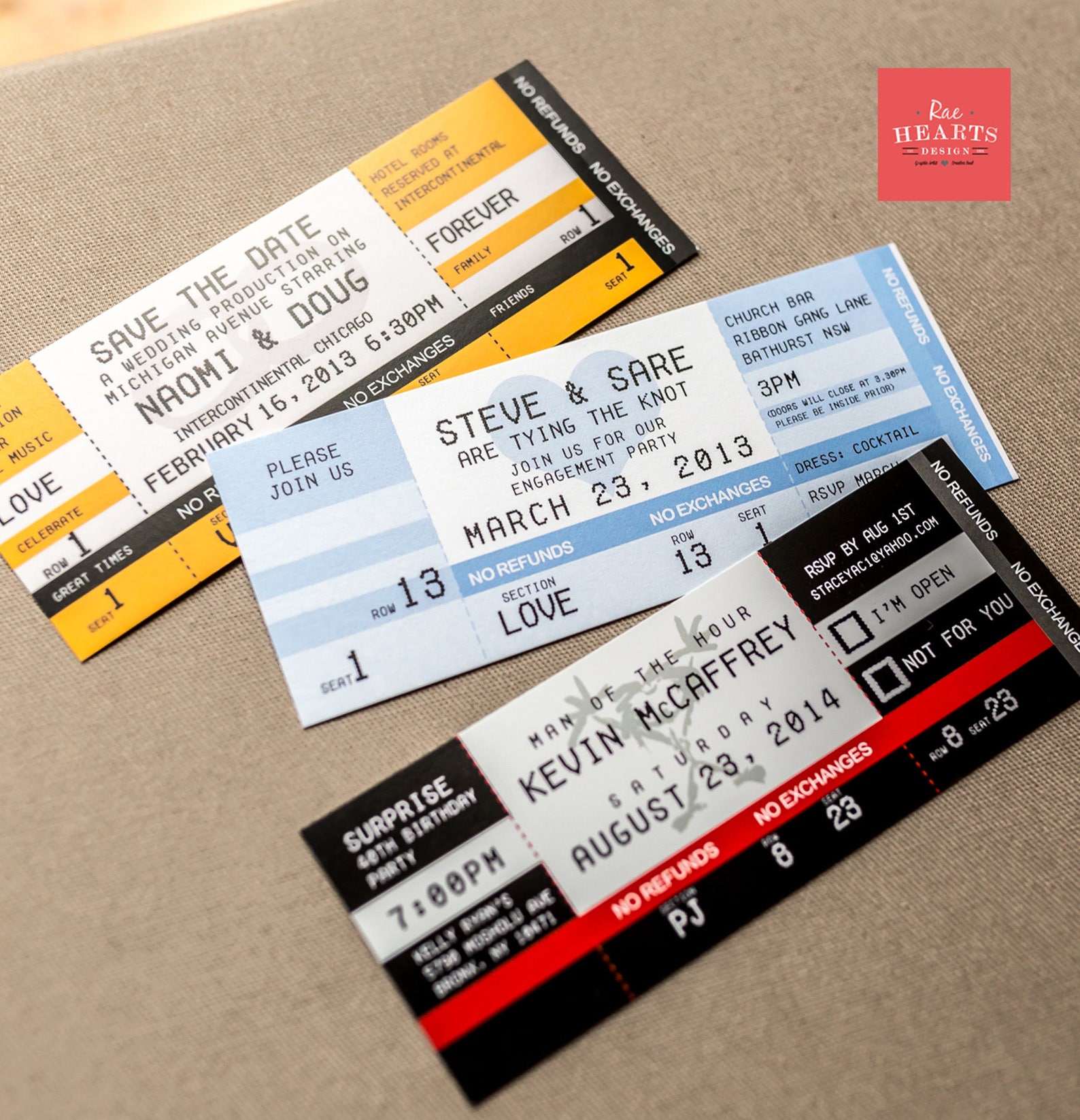 Concert Ticket Invitations - Single Sided With Envelopes - Etsy UK