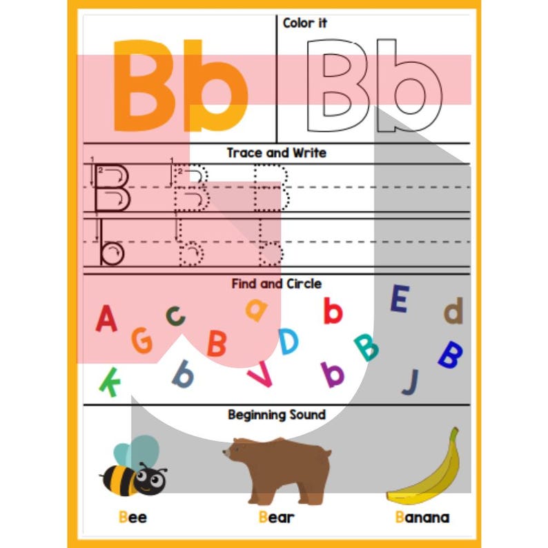 Alphabet Learning Printable | Fun Letter Tracing Worksheet | Preschool ...