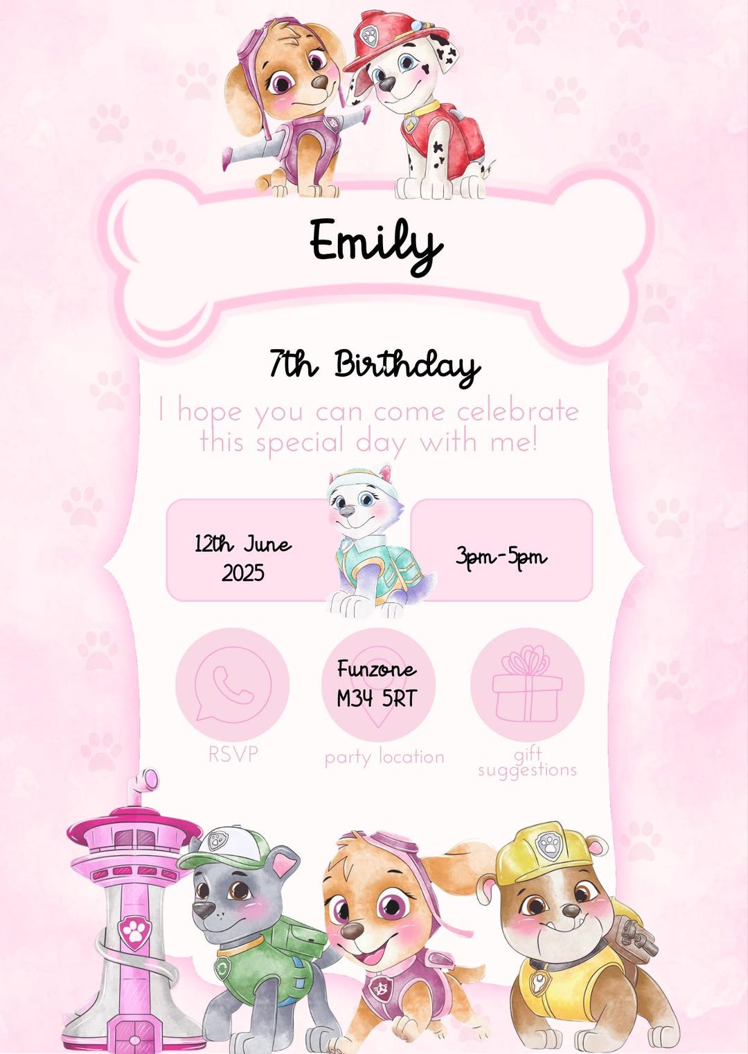 Blank Digital Download Birthday Invitation for Kids - Customizable ...