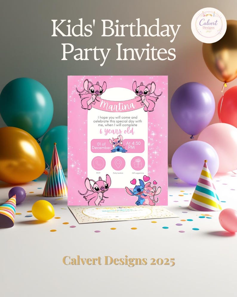 Party Invitations for Kids | Canva Editable Digital Download | Cartoon ...