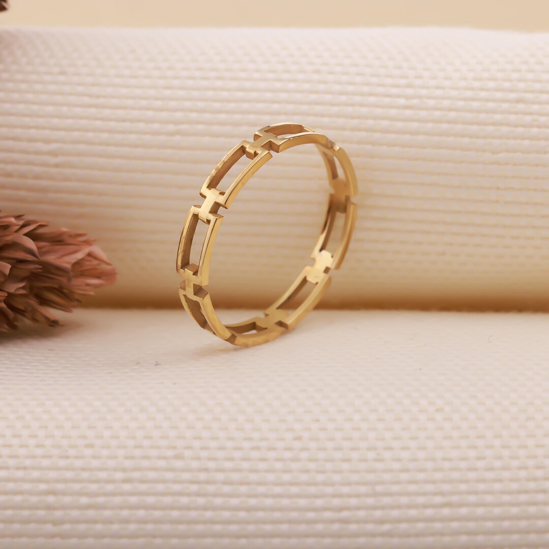 14K Gold Chain Link Ring | Custom Chain Ring for Women | Dainty Chain ...