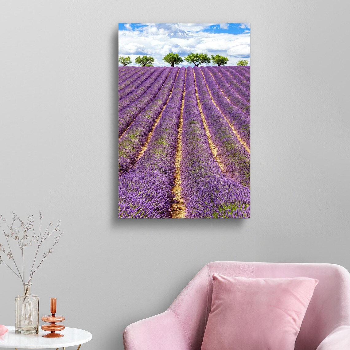 Lavender Flower Field Canvas Print – Vibrant Red Floral Wall Art for ...