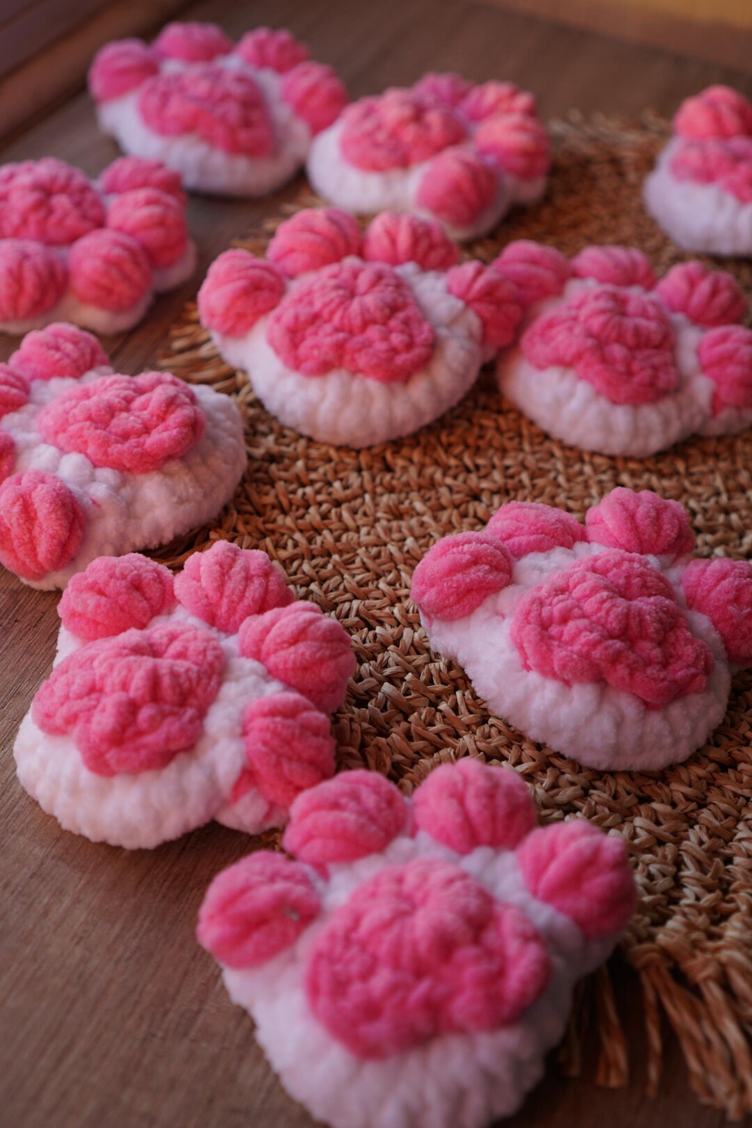Pink Cat Paw Crochet Snap Fasteners – 14 Pcs Snap-on Appliques for Cat ...