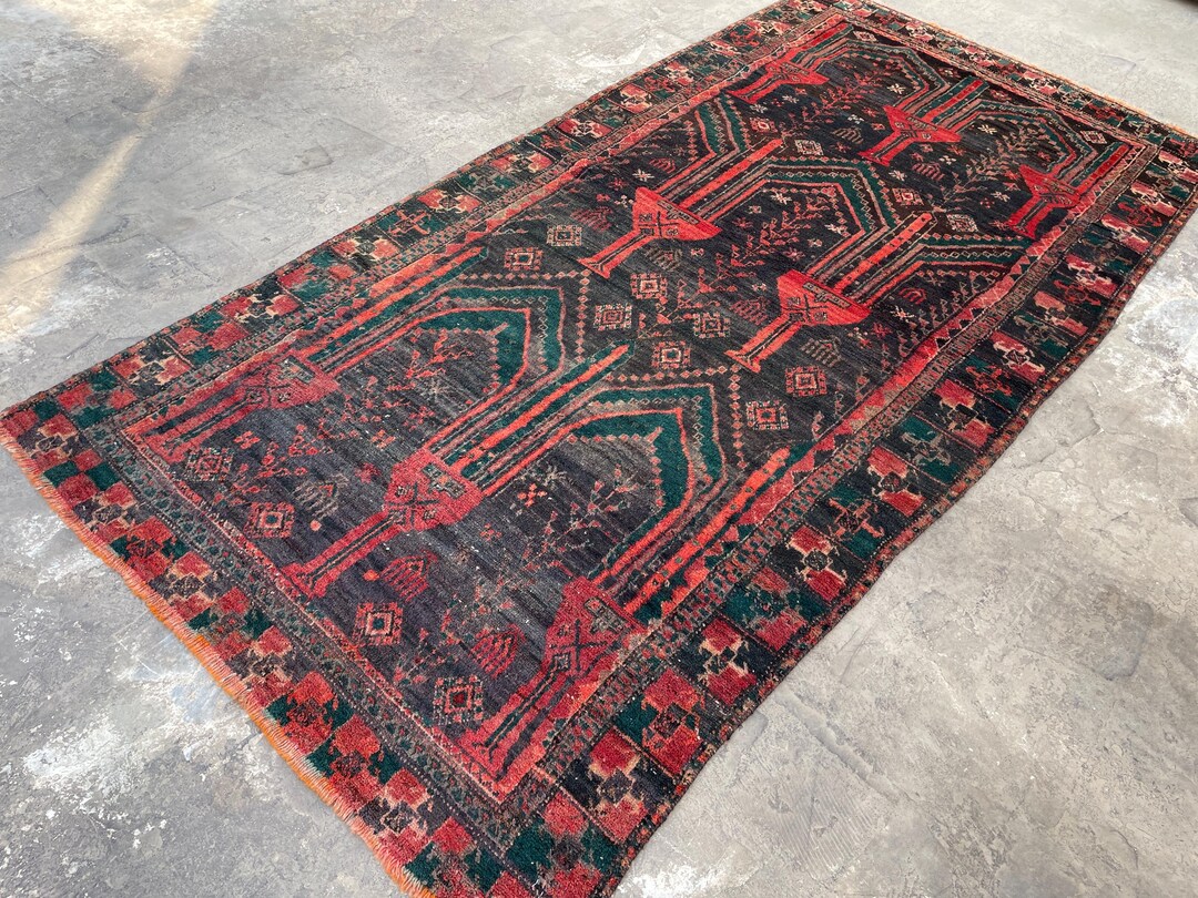 4x8 Ft Tribal Vintage Rug, Turkmen Hand Knotted Rug, Home Decor Carpet ...