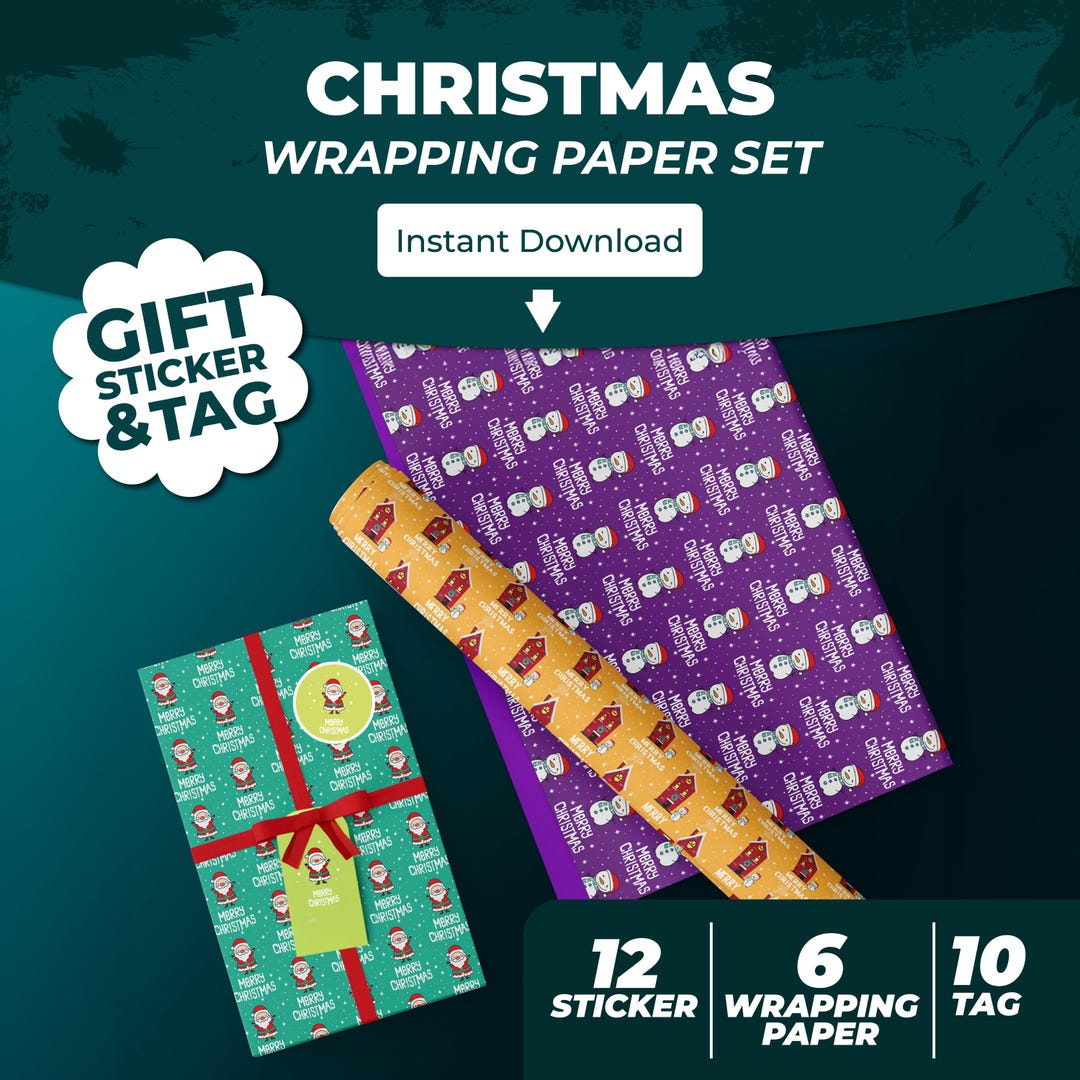 Christmas Gift Wrapping Set – Wrapping Papers + Tags + Stickers ...