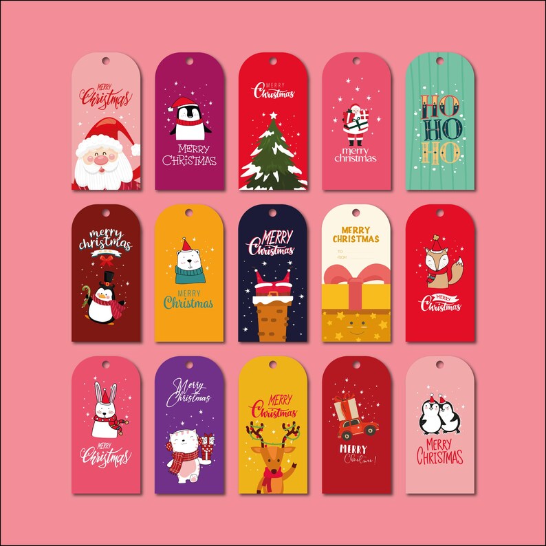 60 Printable Christmas Labels – Vector PDF – Instant Download - Etsy