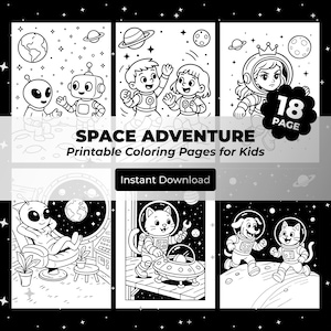 Space Adventure - Printable Coloring Pages for Kids | Instant Download ...