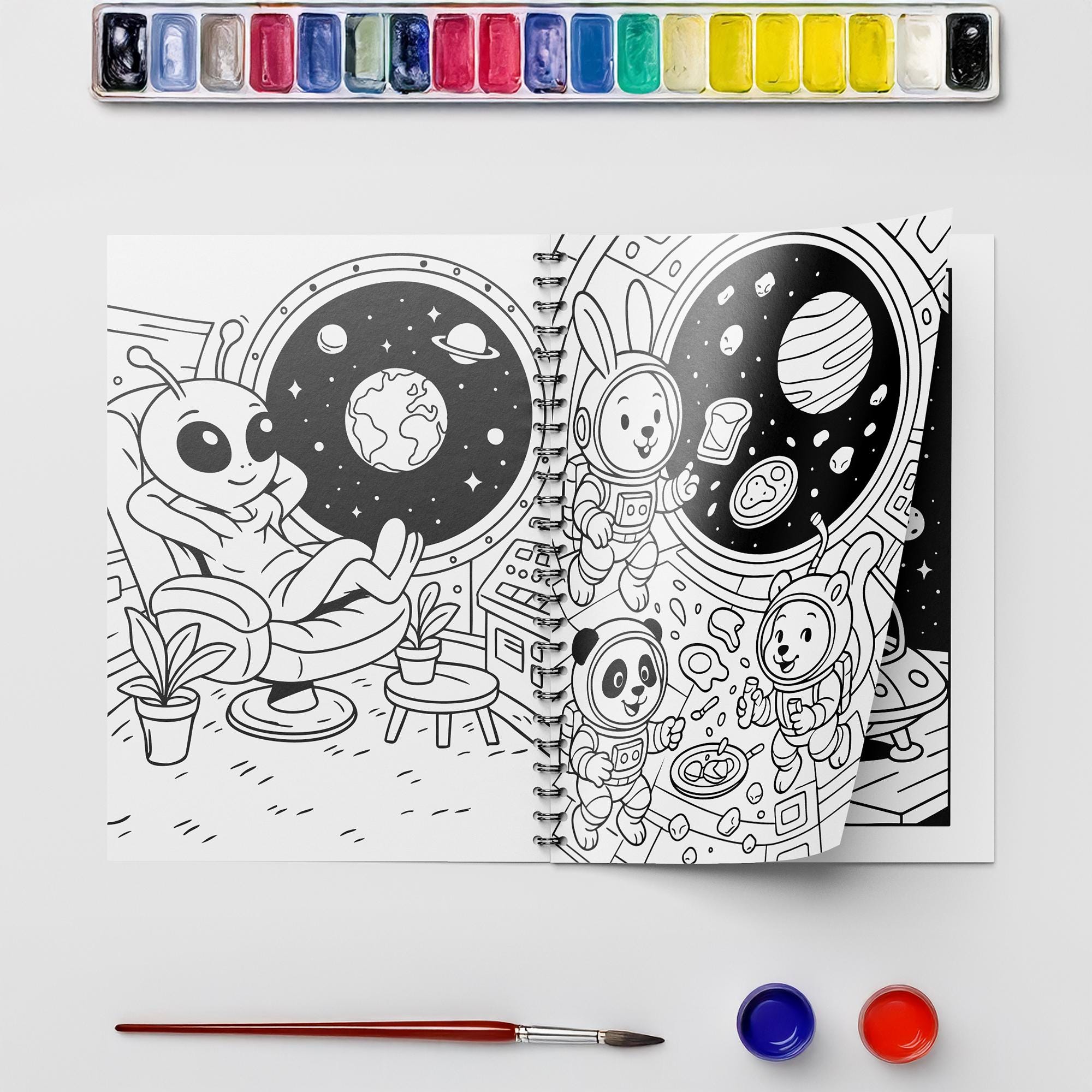 Space Adventure - Printable Coloring Pages for Kids | Instant Download ...
