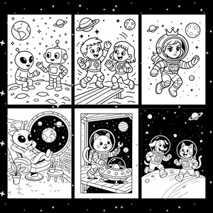 Space Adventure - Printable Coloring Pages for Kids | Instant Download ...