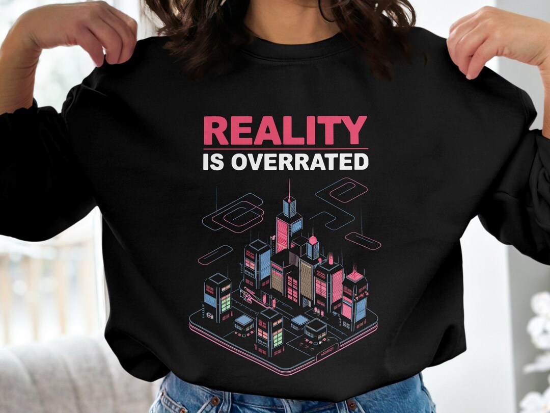 Retro Futuristic Cityscape PNG Graphic, Reality is Overrated T-shirt ...