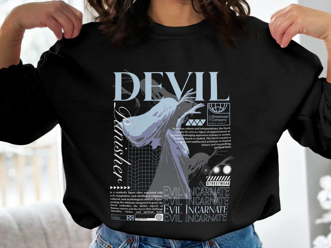 Devil Themed Streetwear Tshirt Design PNG Graphic, Unique Artistic ...