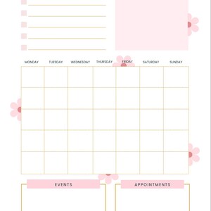 Monthly Planner Printable | Floral Pink Minimal Planner | Weekly ...