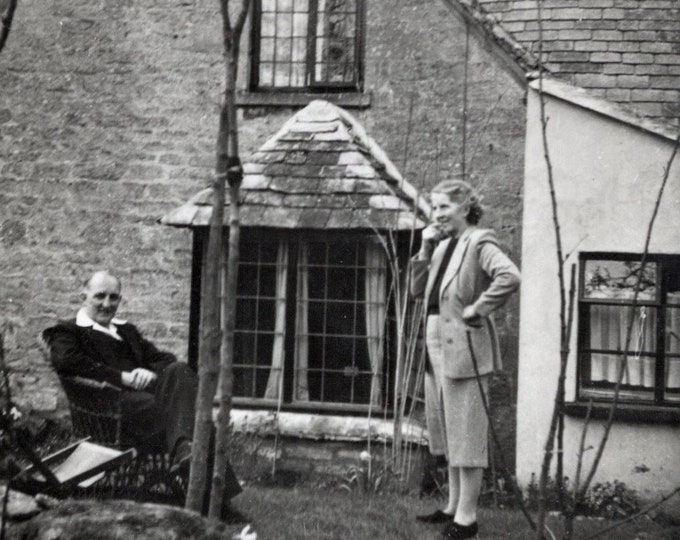 Vintage Photo Man & Woman Outside an Old Cottage - Etsy
