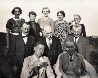 Vintage French Photo Group of People Gathered in a Field at a Bar - Etsy