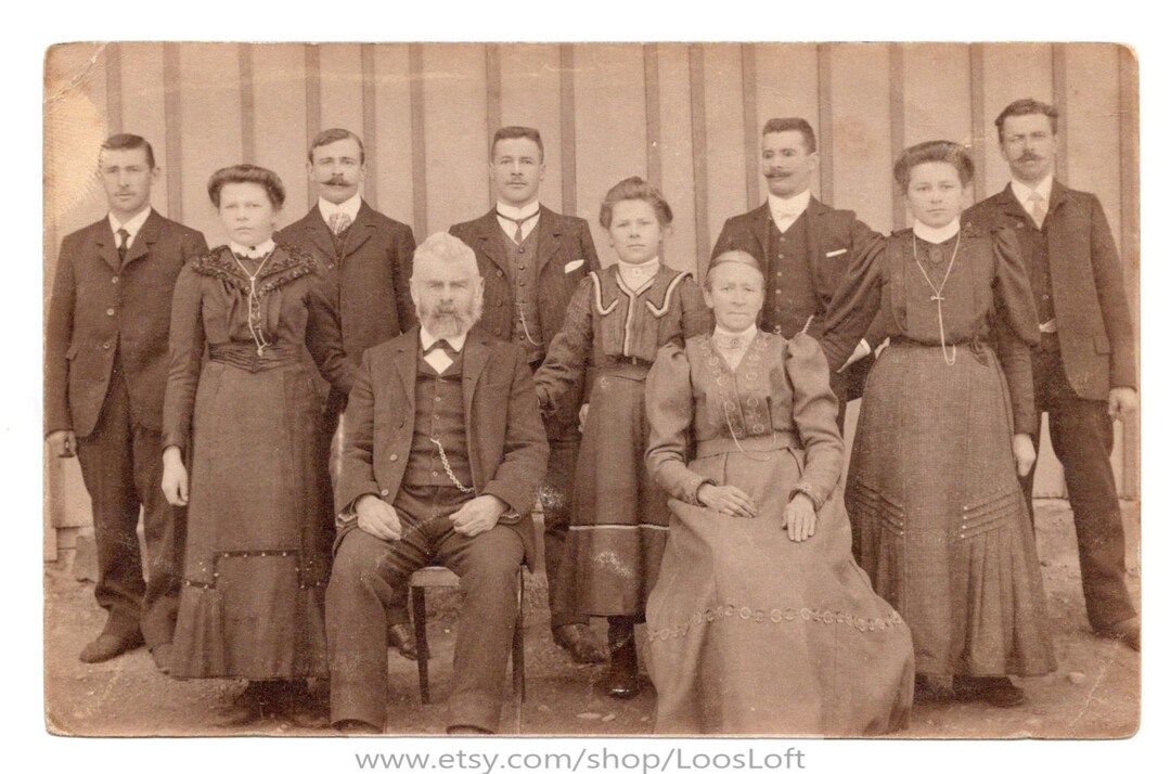 Antique Photo Postcard Large Family - Etsy