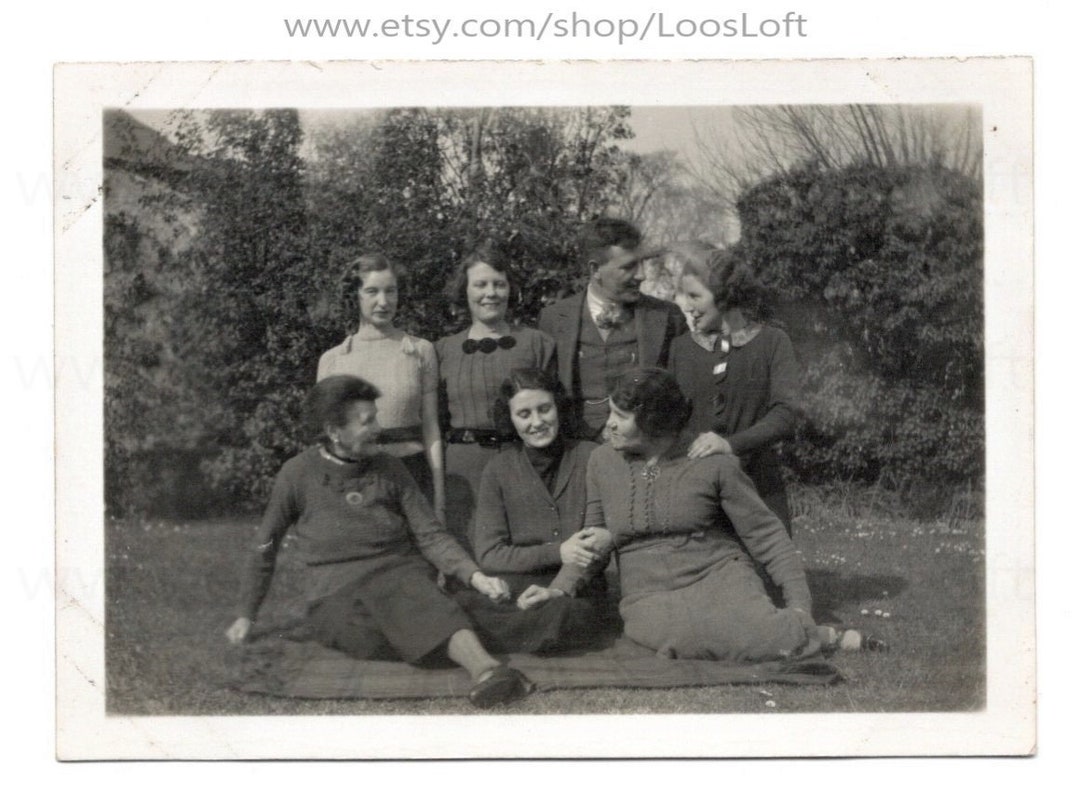 Vintage Photo Man With Six Women Sat Outside - Etsy