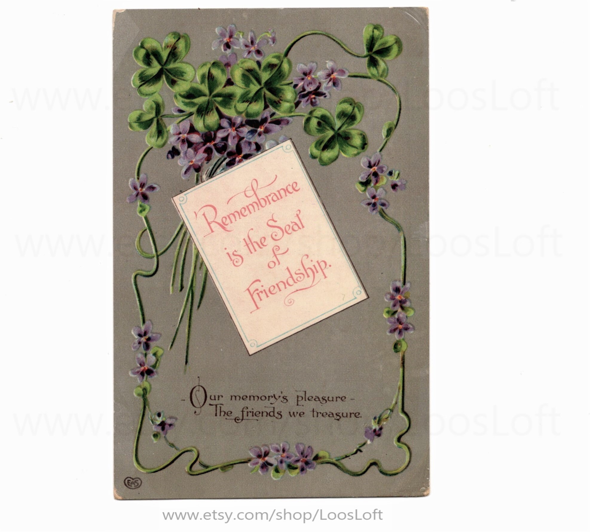 Antique Postcard Remembrance is the Seal of Friendship - Etsy