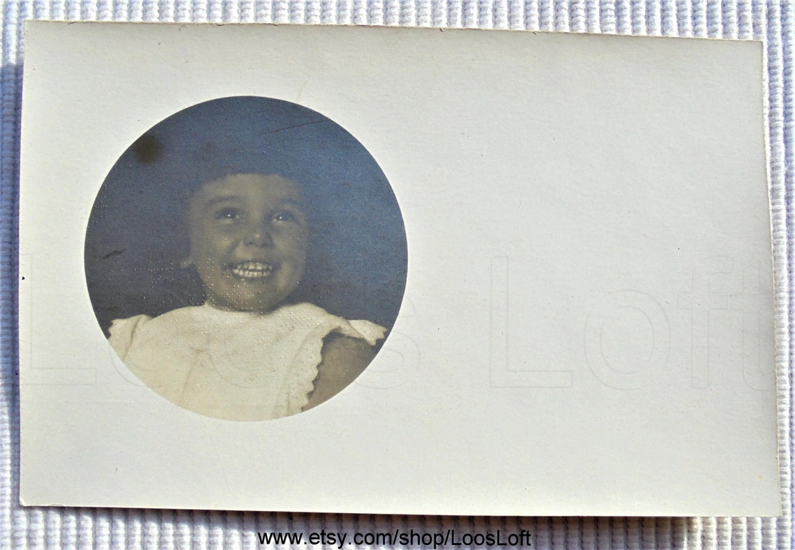 Antique Vignette Photo Postcard of a Young Child Smiling - Etsy