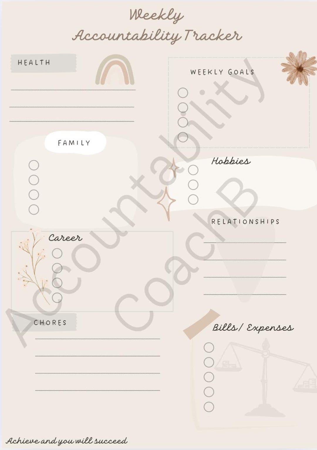 Weekly Accountability Tracker - Etsy