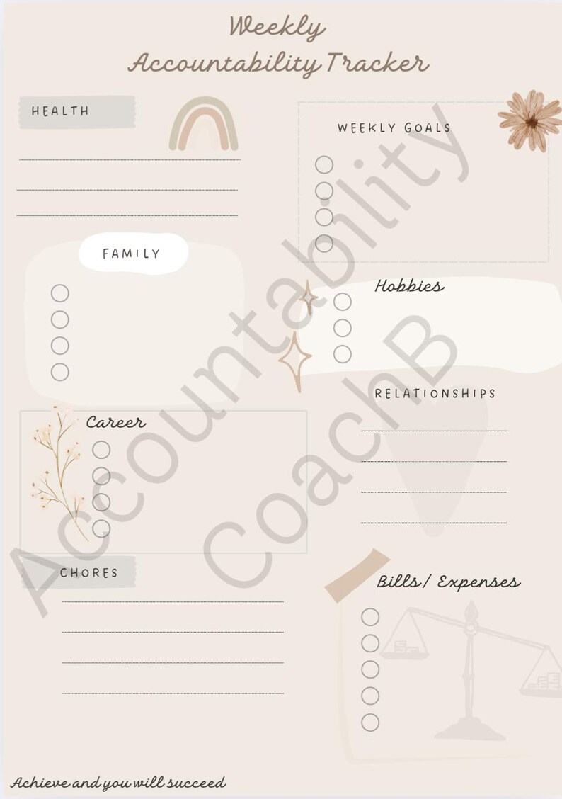 Weekly Accountability Tracker - Etsy