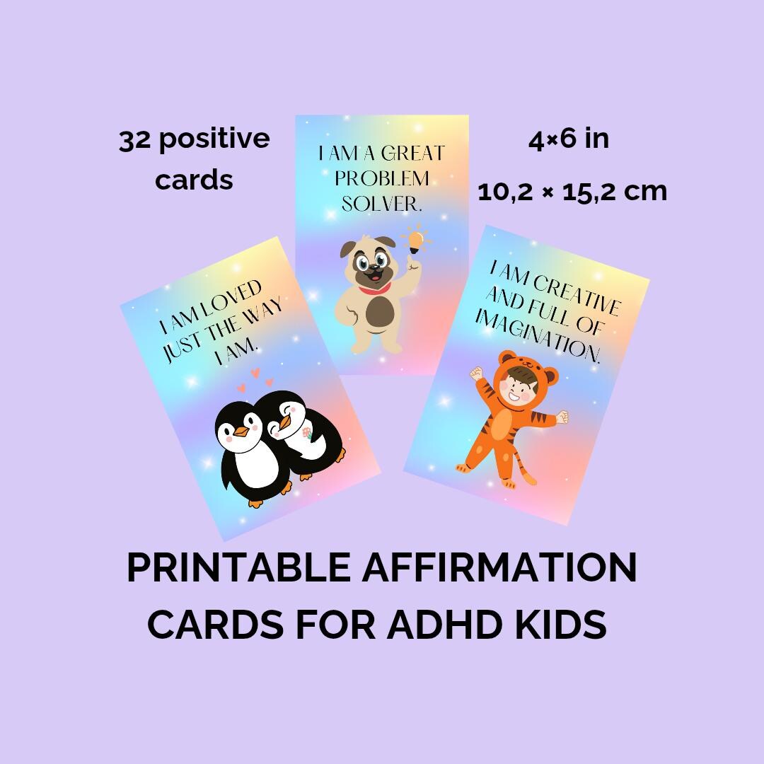 Adhd Kids Positive Affirmation Cards: Embrace Confidence and Positivity ...