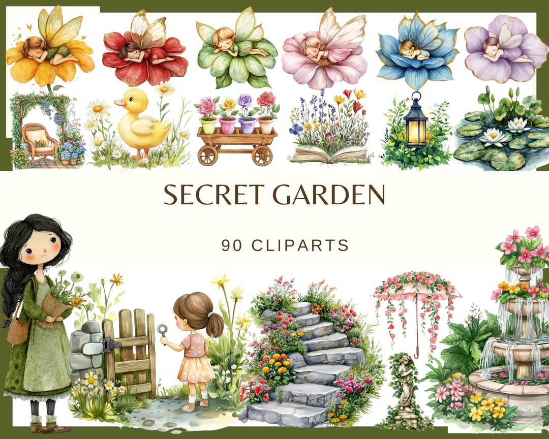 Secret Garden: 90 PNG, 300 DPI Clipart Fairy Nature (commercial Use ...