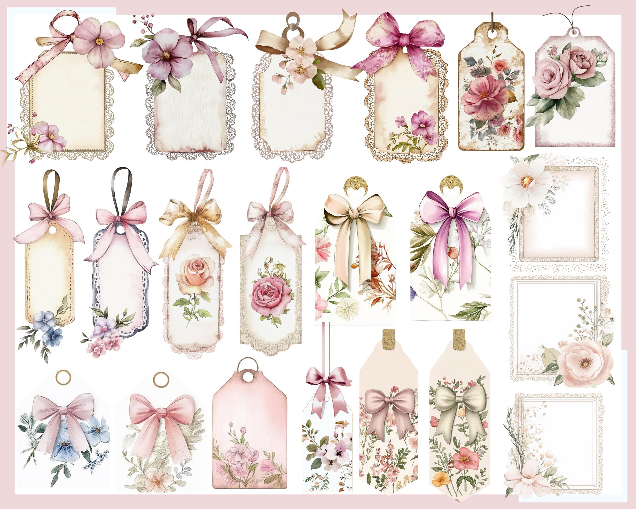 Shabby Pink Ephemera: 270 PNG, 300 DPI (every Image Separate on 1 Page ...
