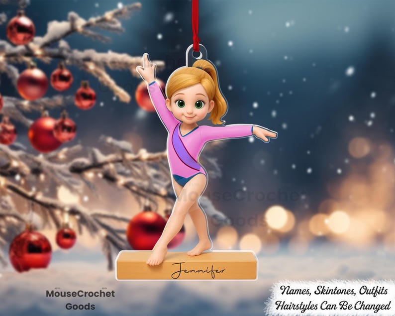 Personalized Gymnastic Girl Acrylic Ornament, 3D Effect Girl Gymnastics ...