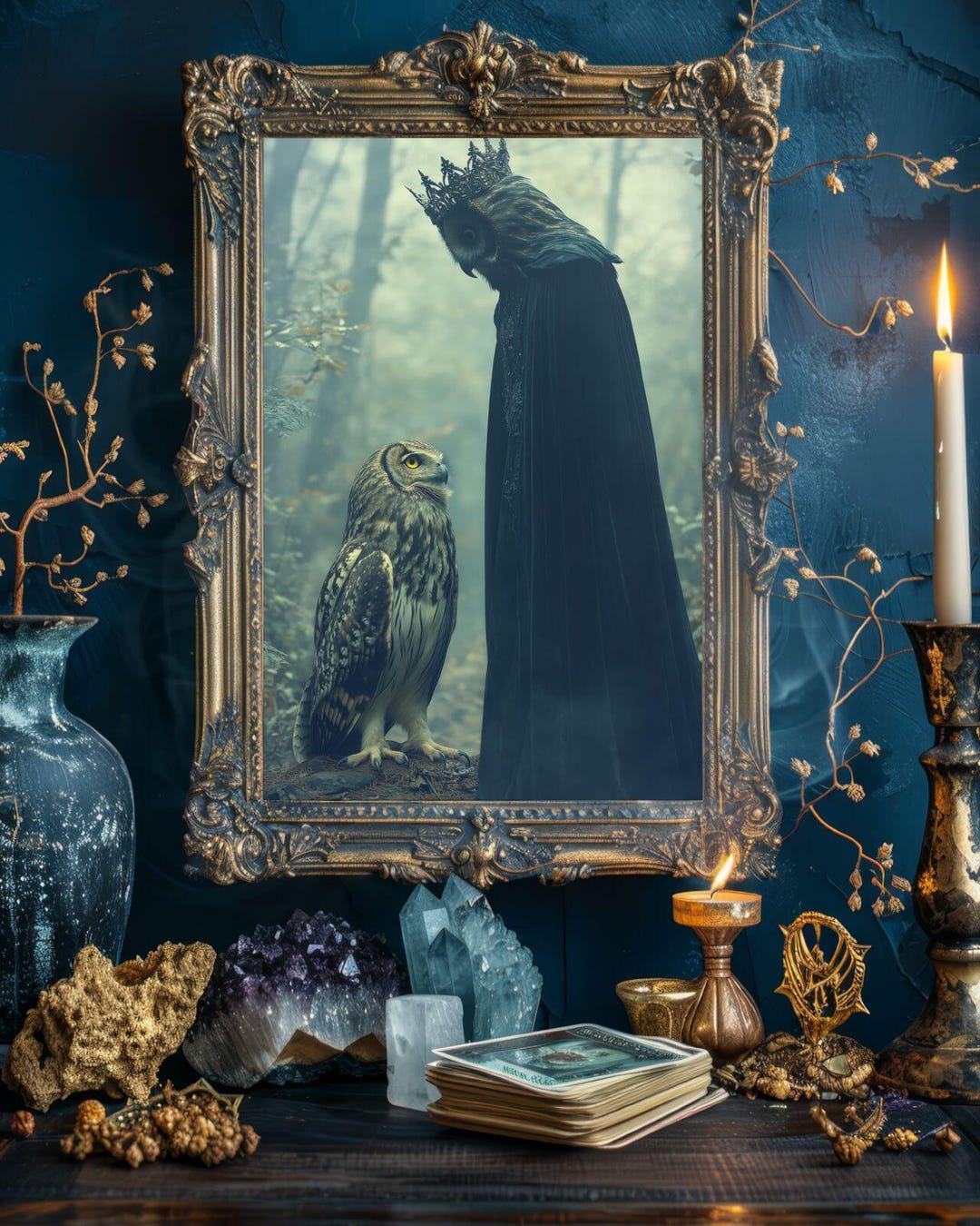Mystical Raven and Owl Wall Art, Gothic Fantasy Print, Dark Academia ...