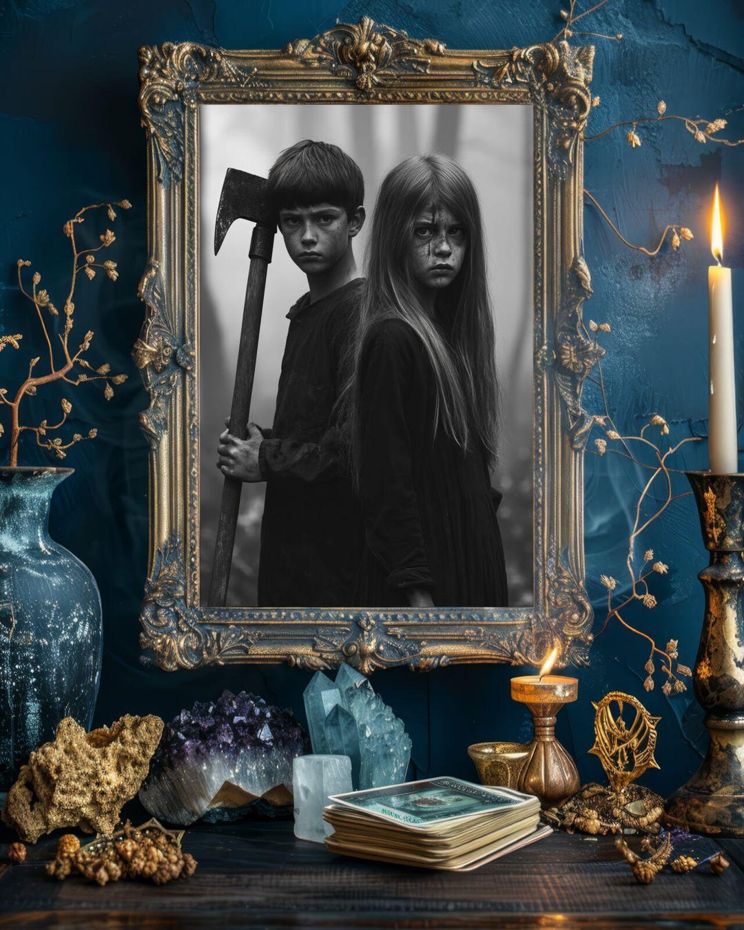 Haunted Children Horror Poster, Creepy Black and White Gothic Wall Art ...