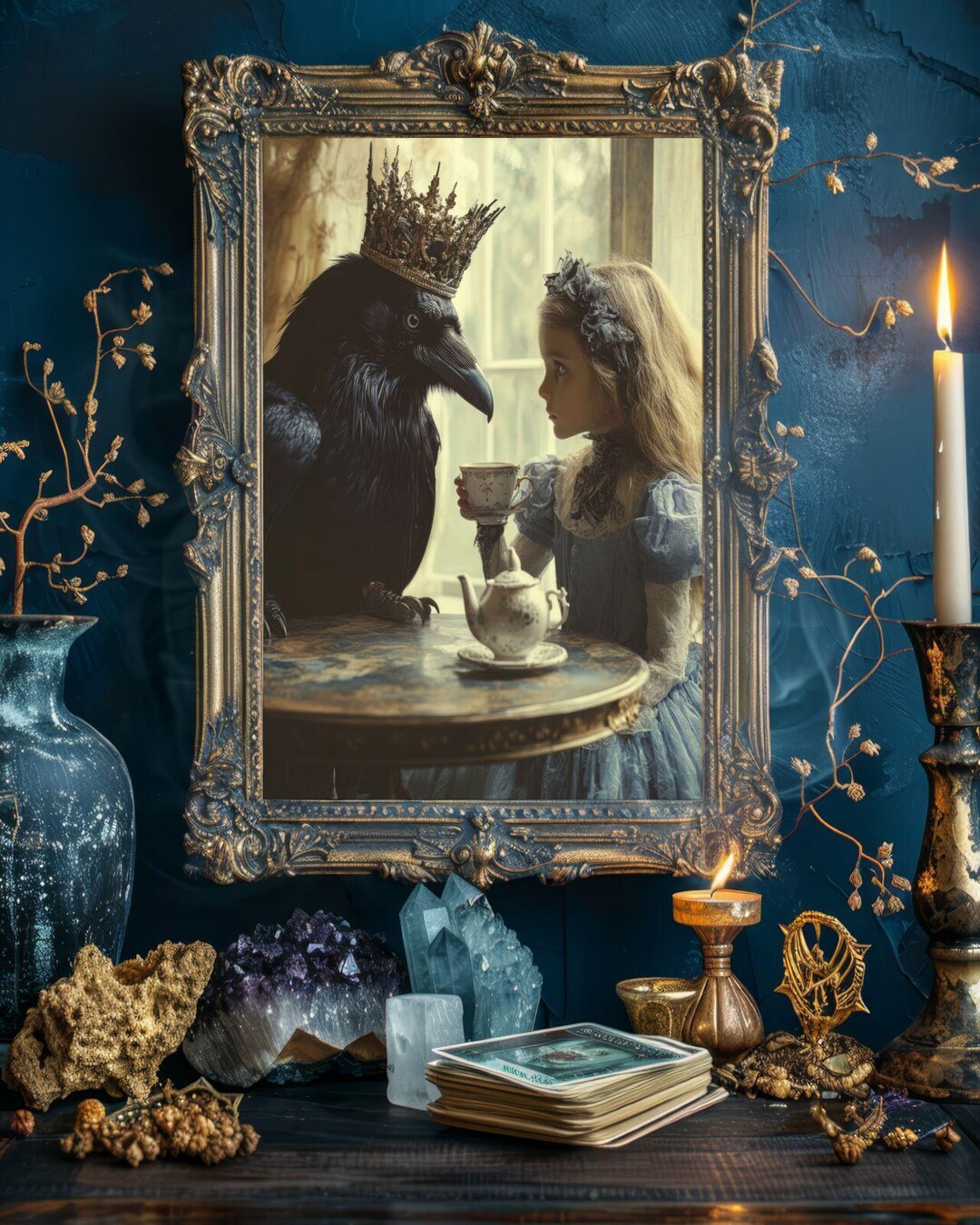 Haunted Raven Fairy Tale Poster, Gothic Princess With Crown Creepy ...