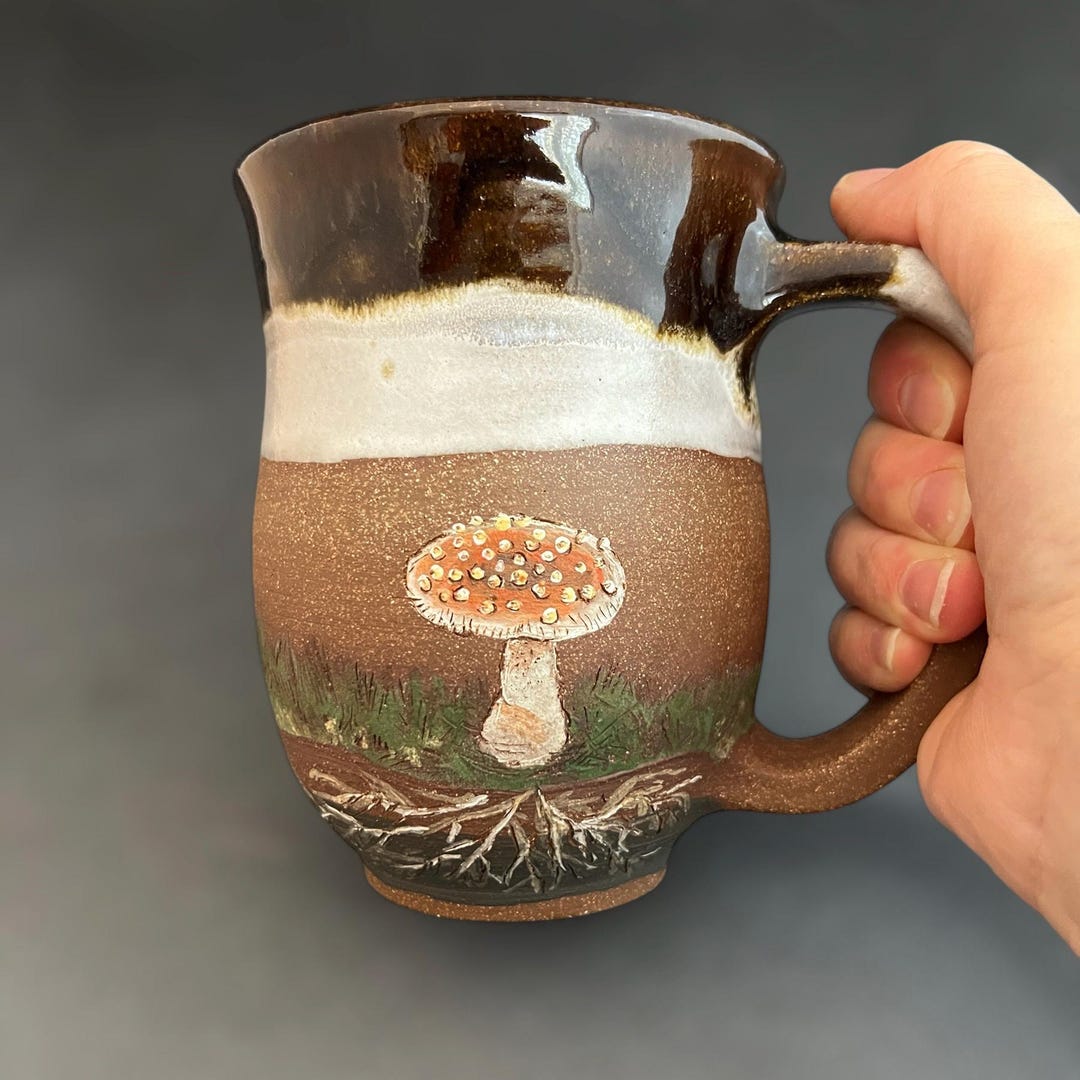 Handmade Ceramic Mushroom Mug: Wheel Thrown Pottery - Etsy