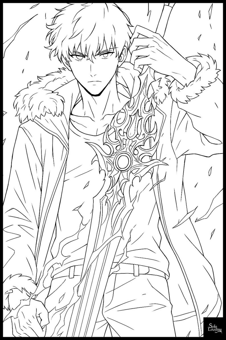 Solo Leveling 40 Coloring Pages for Adult and Kids - Etsy Israel